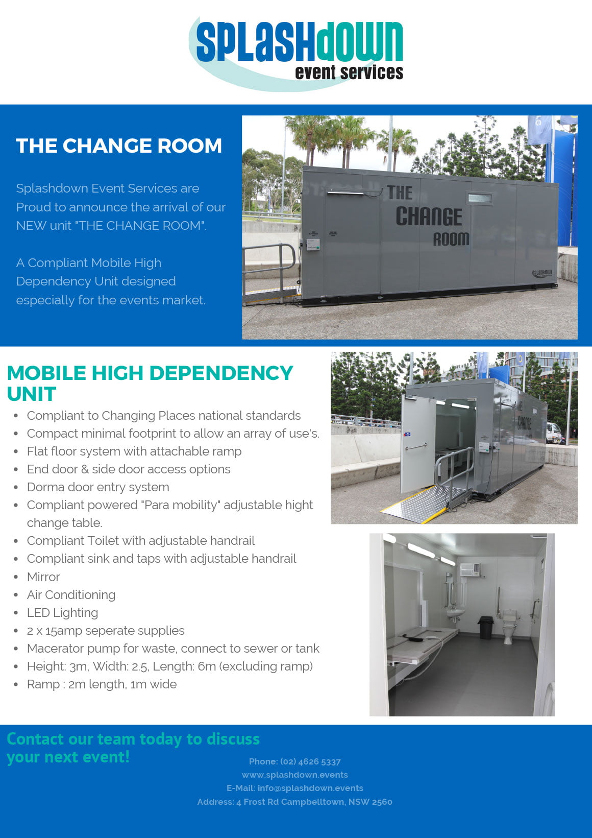 The Change Room - Splashdown Event Services